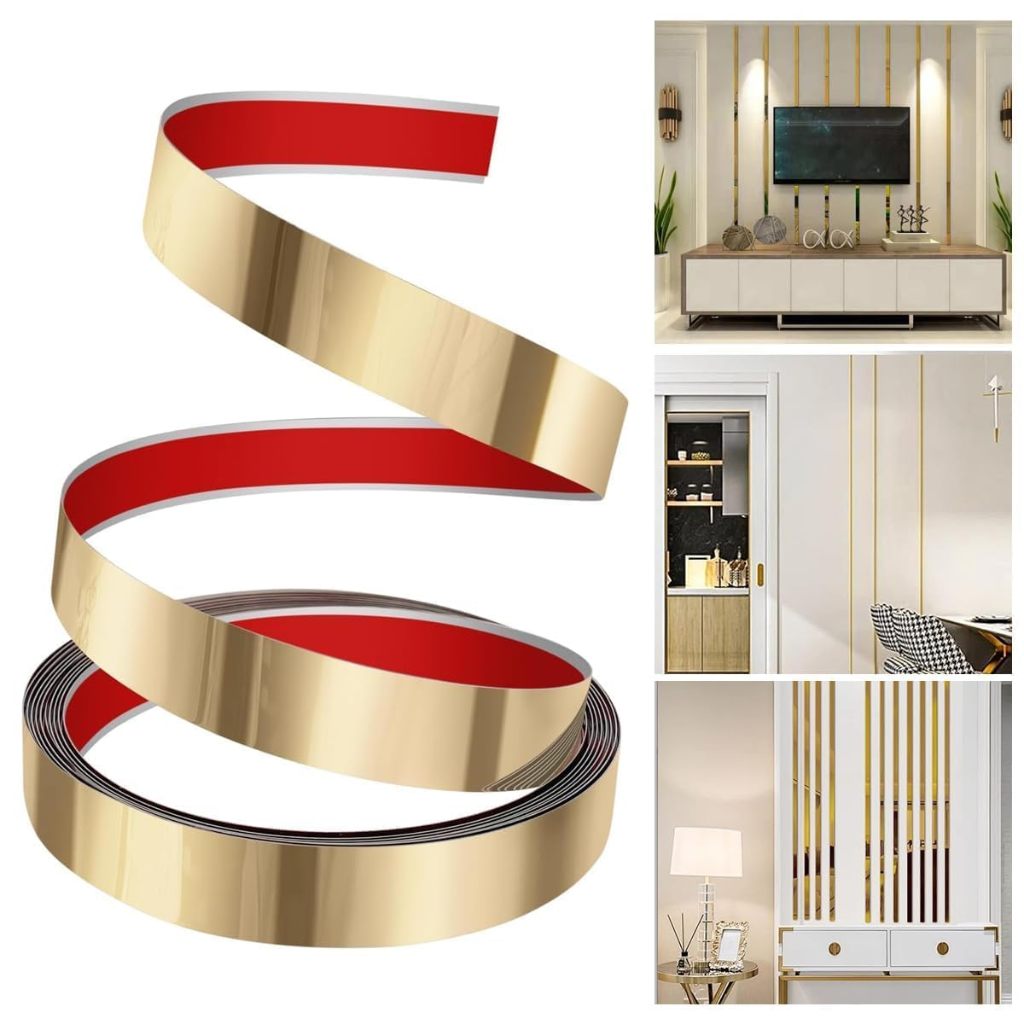 Jual List Plat Strip Mirror Gold Silver Stainless Steel Berperekat ...