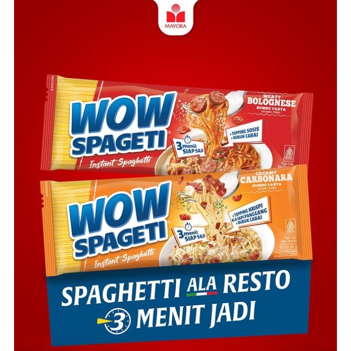 Jual Mayora WOW Spaghetti Instant Creamy Carbonara 88gr / Meaty Bolognaise 84gr | Shopee Indonesia