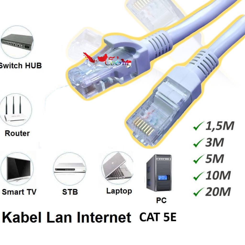 Jual Kabel Lan Lengkap Dengan Plug 50M Lan Cat5e Ethernet Network Cable ...