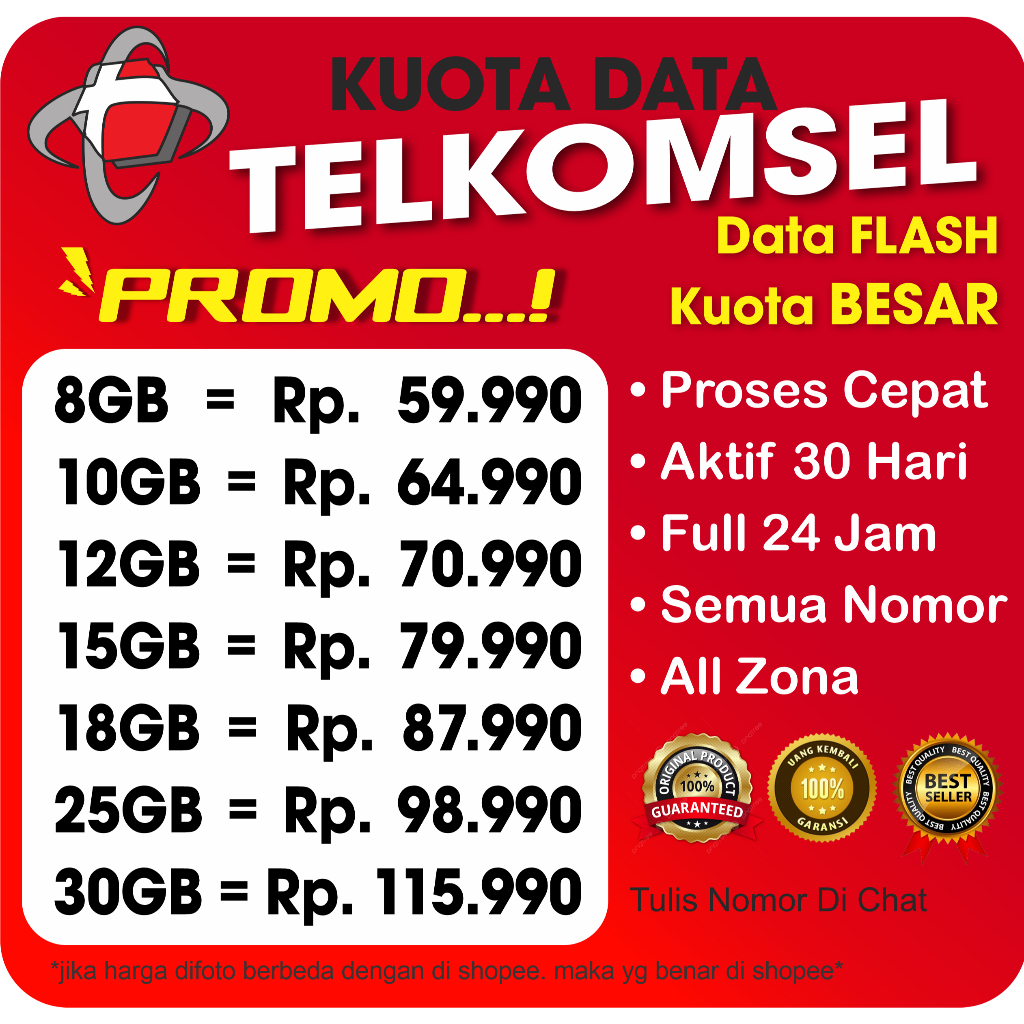 Jual Paket Data Flash Telkomsel | Kuota Internet Simpati / As / Loop ...