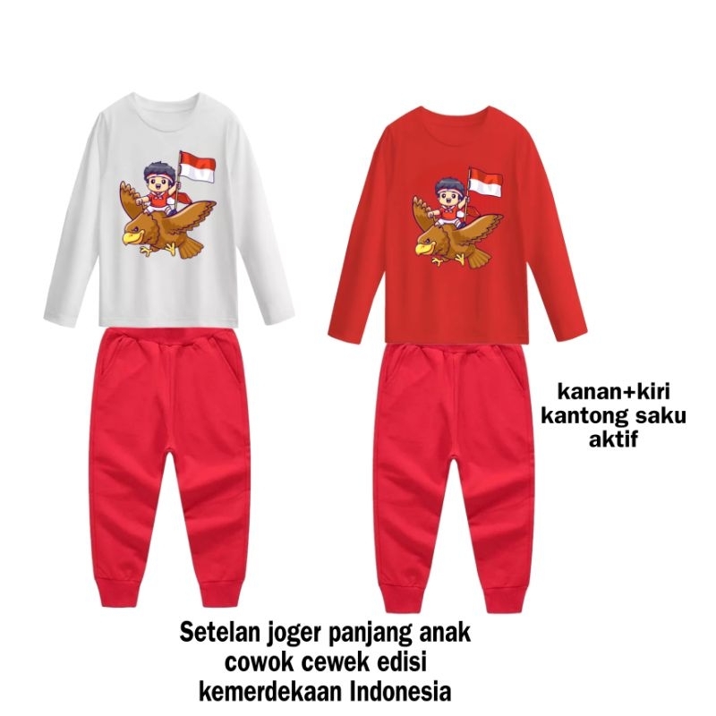 Jual Setelan Jogger panjang anak Cewek-Cowok edisi 17 Agustus 2025 hut ...