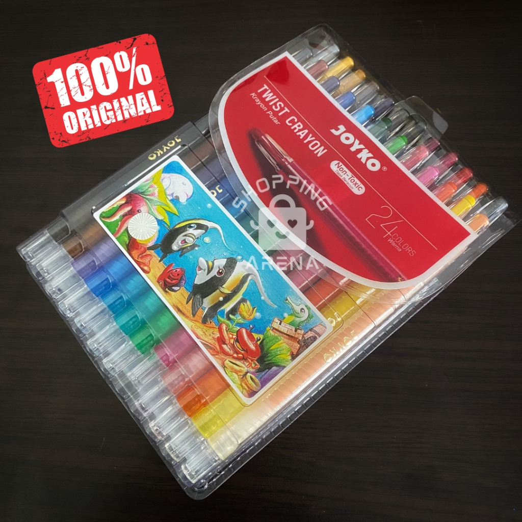 Jual Jual Crayon Putar Joyko Isi 24 Warna Perlengkapan Mewarnai Pewarna ...