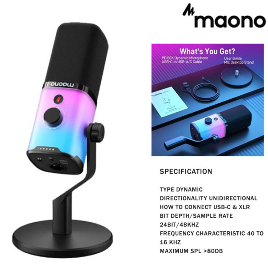 Jual Maono PD100X USB/XLR RGB Dynamic Mic Microphone for Podcast Gaming ...