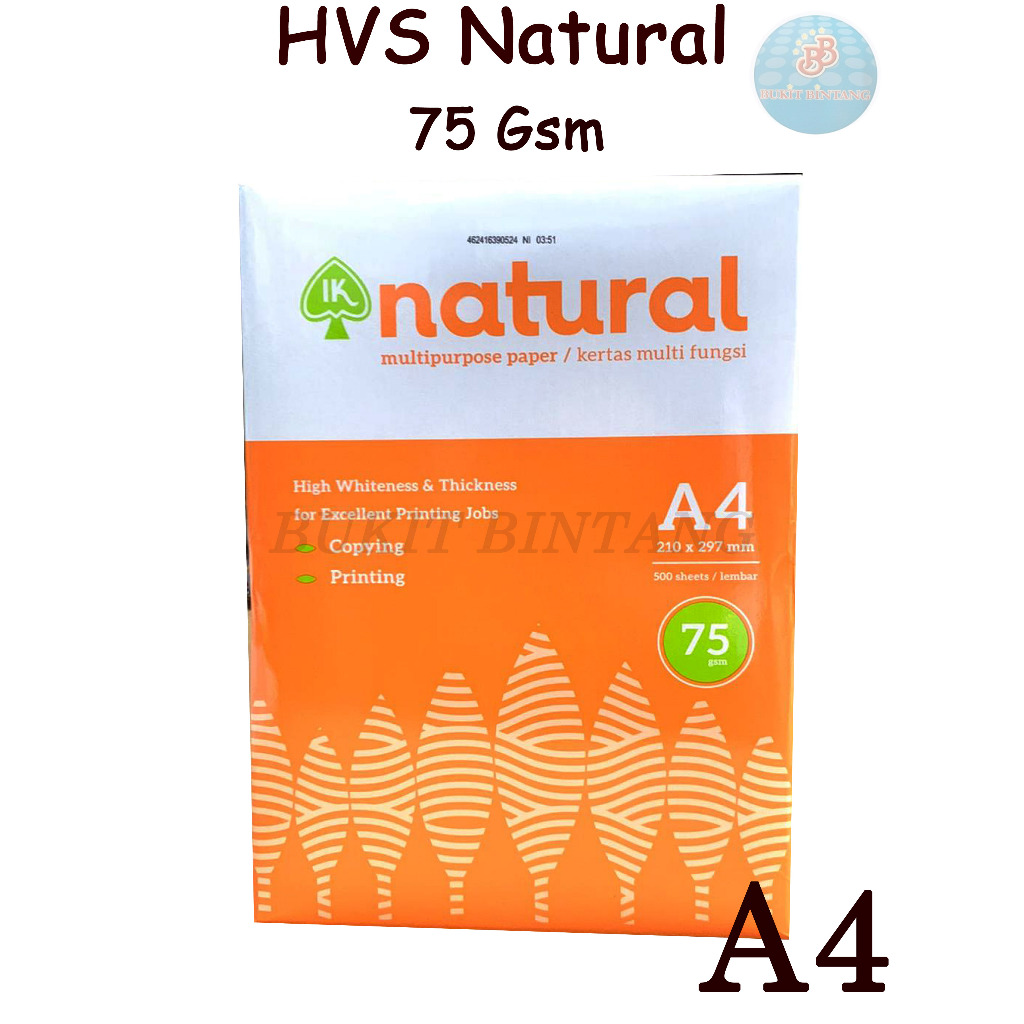 Jual Kertas HVS Natural 75 Gsm Ukuran A4 ,1 RIM / 500 Lembar | Shopee Indonesia