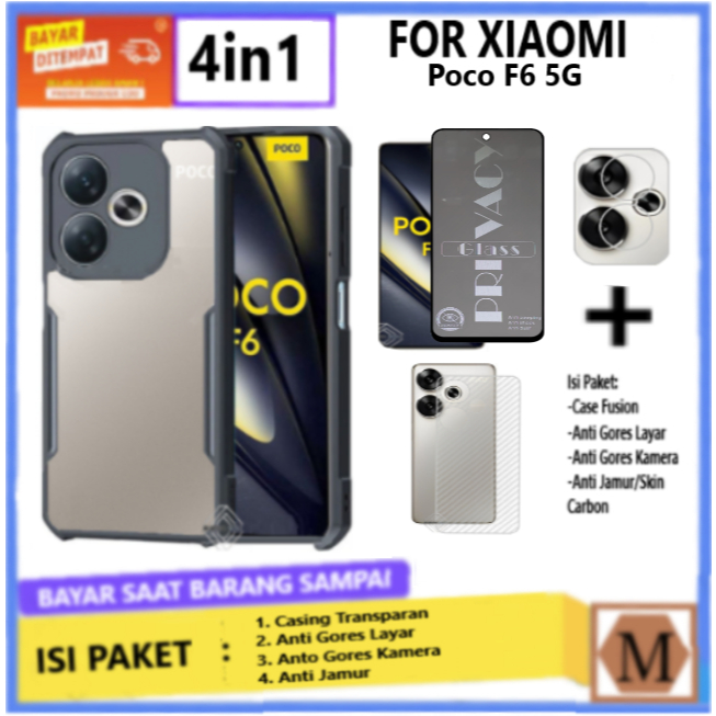 Jual Paket 4in1 Case Xiaomi Poco F6 5G Casing Transparan Soft case ...