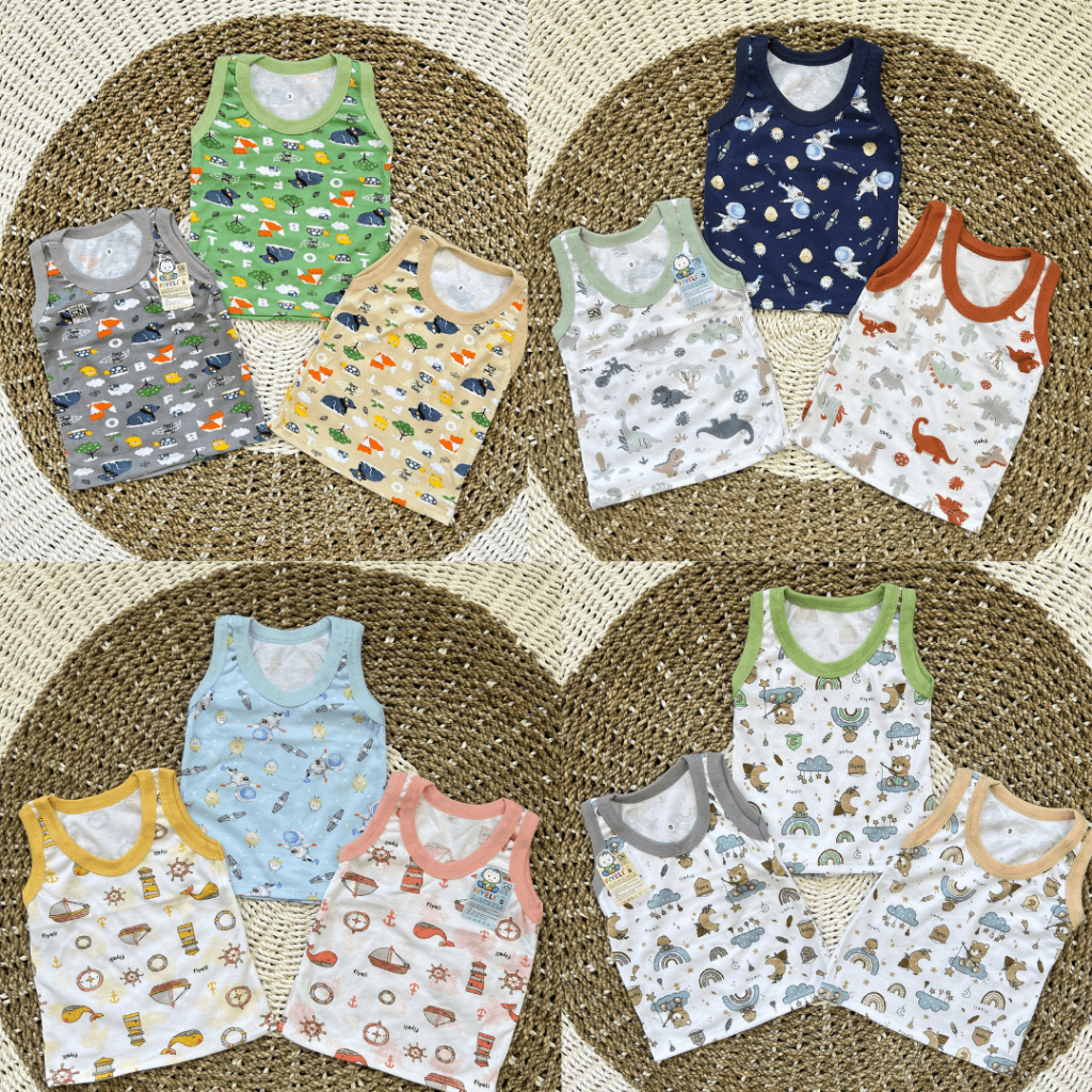 Jual Paket 3pcs Singlet Bayi Motif Doubleknit / Kaos Singlet Bayi ...