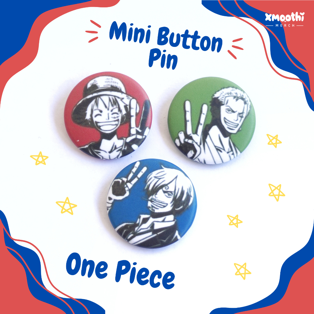 Jual ONE PIECE BUTTON PIN - LUFFY ZORO SANJI - ANIME ONE PIECE ...