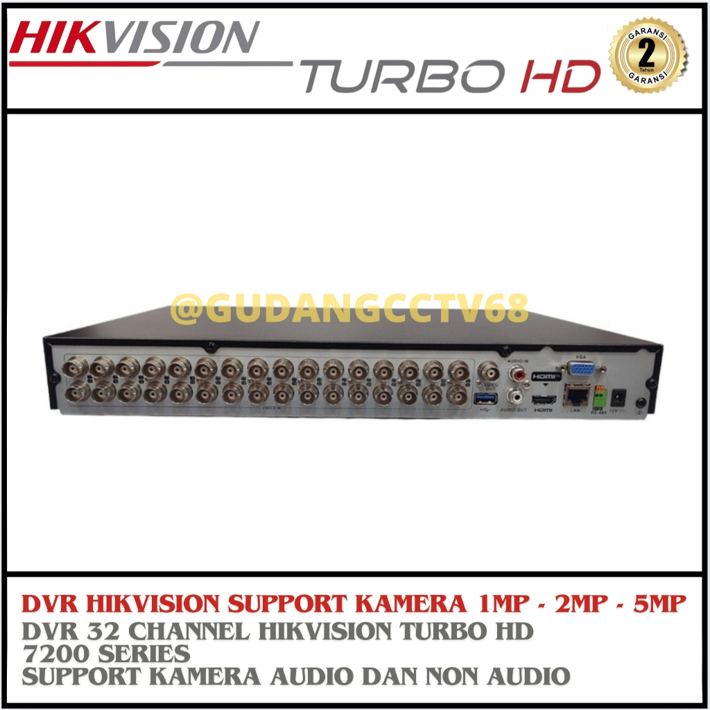 Jual DVR HIKVISION 32 CHANNEL TURBO HD 7200 AUDIO SERIES SUPPORT CAMERA ...