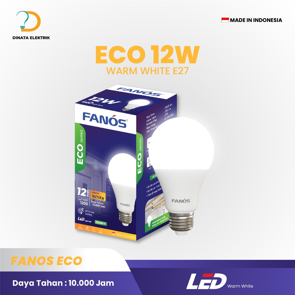 Jual Lampu LED BULB ECO Fanos 12W Warm White | Shopee Indonesia