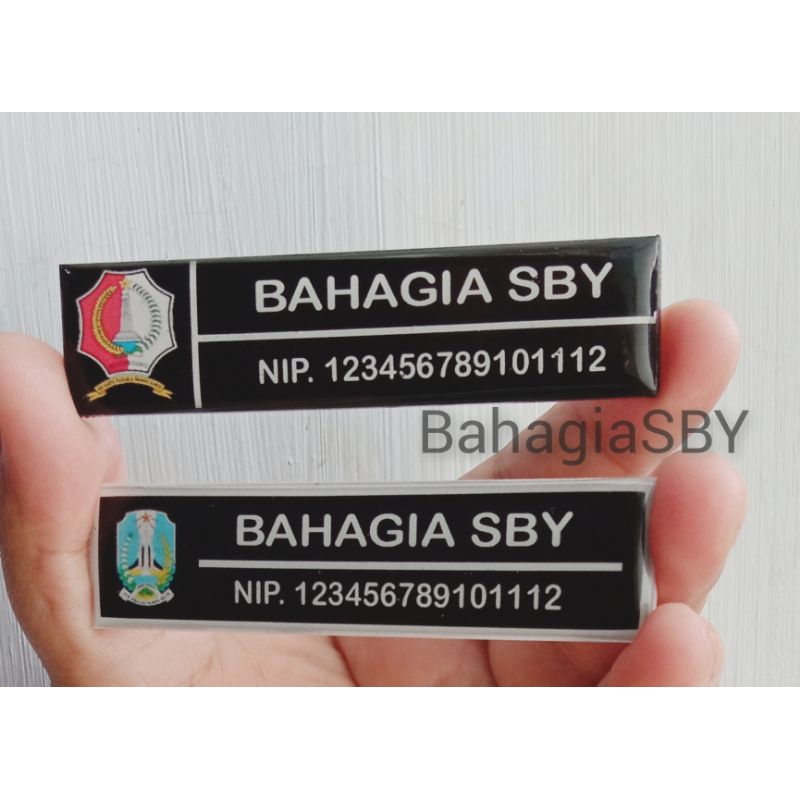 Jual Atribut Papan Nama Peniti Name Tag magnet List Putih Hitam Full ...