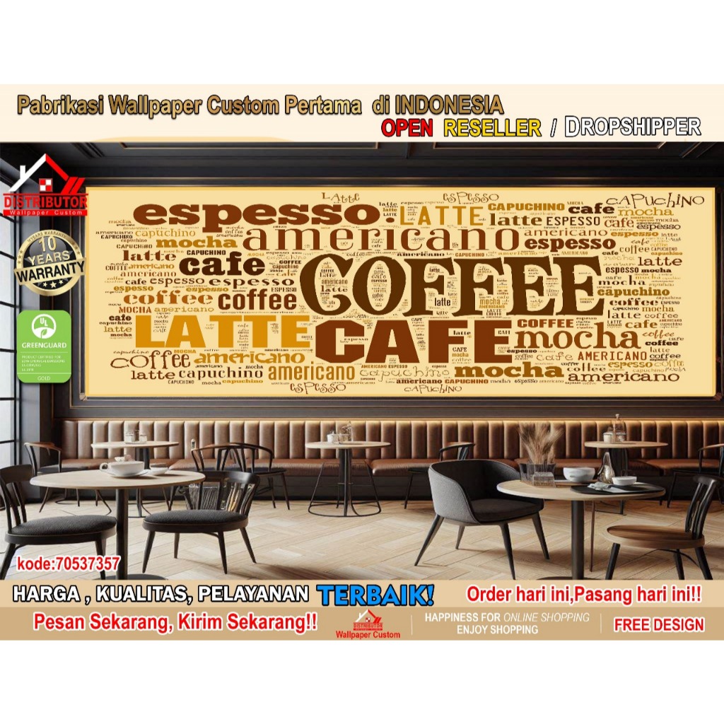 Jual Wallpaper Dinding 3D Tema Coffee | Wallpaper Coffee Shop ...