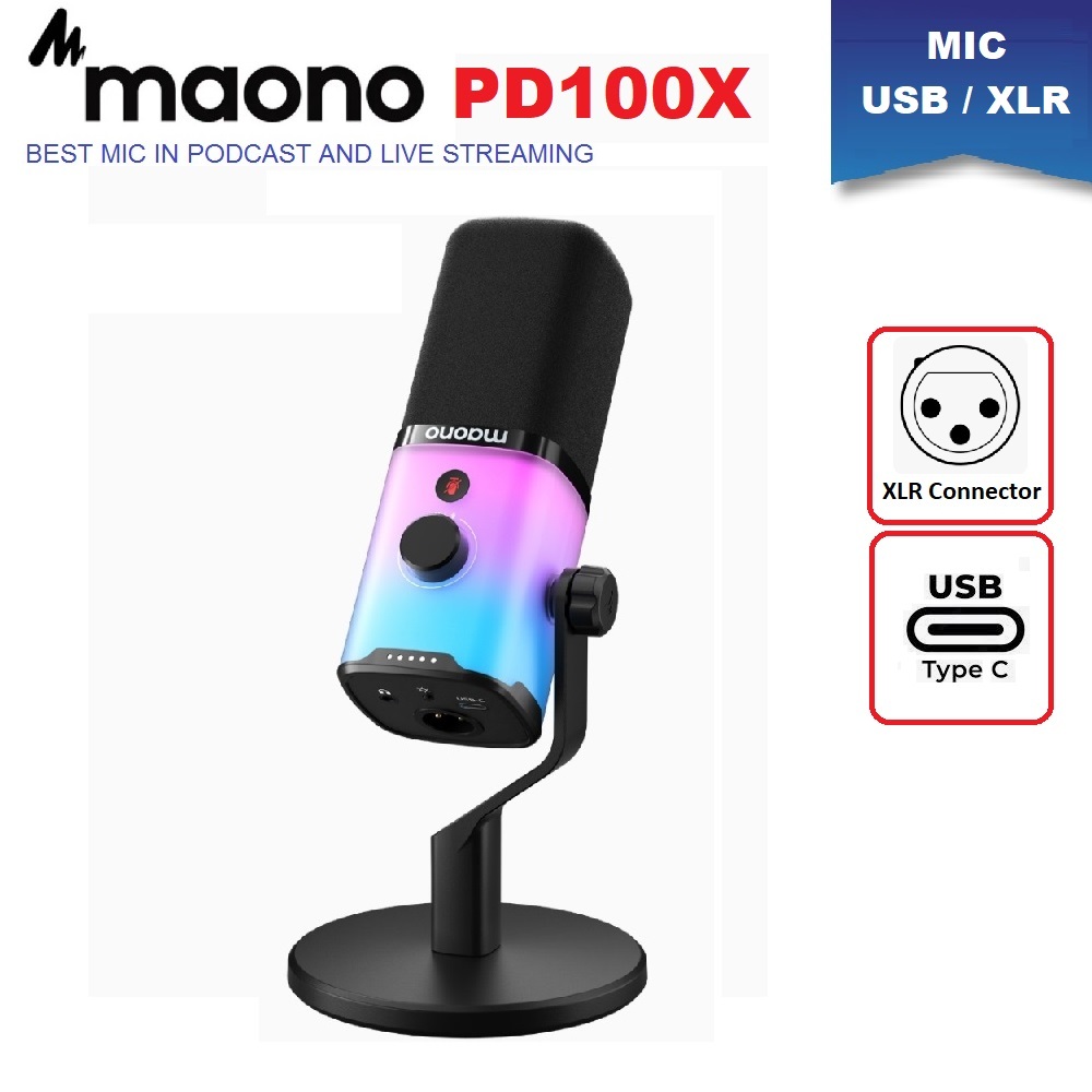 Jual MIC MAONO PD100X Dynamic USB XLR RGB Podcast Streaming gaming | Shopee Indonesia