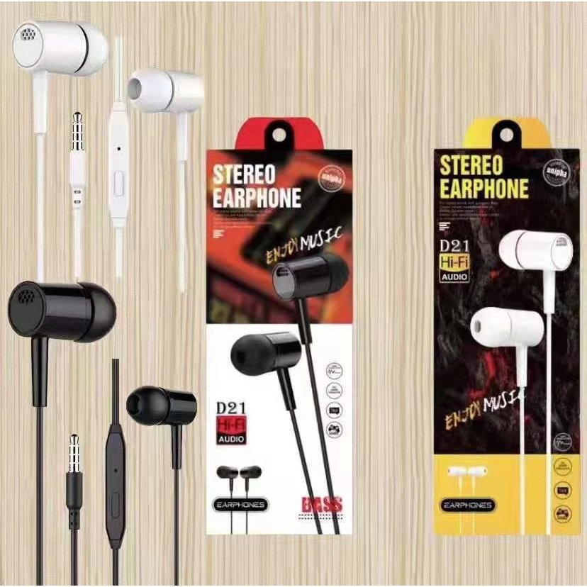 Jual HANDSFREE HEADSET STEREO EARPHONE D21 | Shopee Indonesia