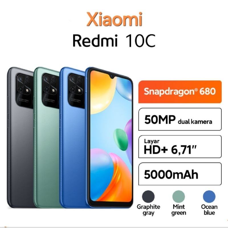 Jual Xiaomi Redmi 10C 4/128GB Snapdragon® 680 50MP AI Super Kamera Layar Dot Drop 6,71" 5000mAh ...