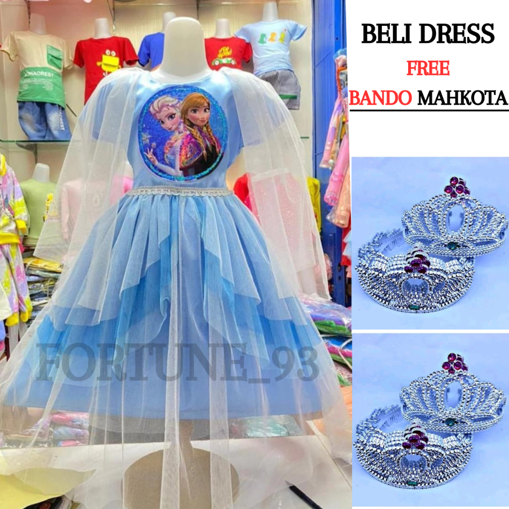 Jual Gaun ultah frozen anak perempuan import ( FREE MAHKOTA ) gaun ...