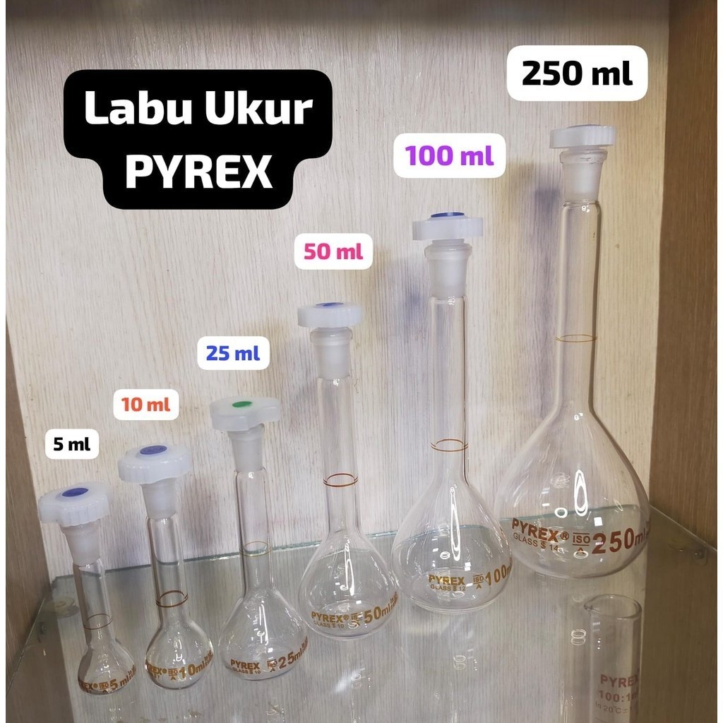 Jual Labu Ukur 5mL;10mL;20mL;25mL;50mL;100mL;250ml;500mL;1000mL;2000mL Pyrex + Sertifikat ...