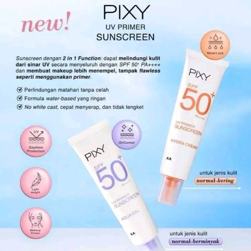 Jual PIXY UV Primer Sunscreen Aqua Gel / Hydra Cream SPF 50 +++ 30g | Shopee Indonesia