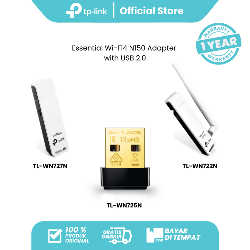Jual TP-Link TL-WN727N | 150Mbps WiFi Adapter | Wireless N | USB ...