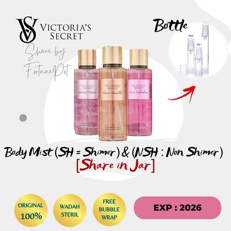 Jual [Share in Jar] Victoria Secret Body Mist Shimer (SH) & Non Shimer ...