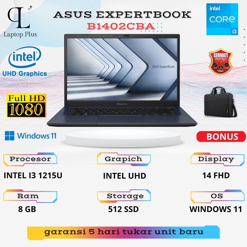 Jual Laptop Asus Expertbook B1402CBA I3 1215U 8GB 512GB Intel UHD FHD ...