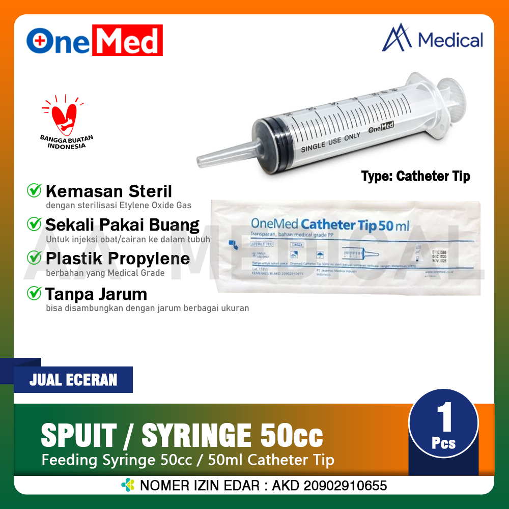 Jual ONEMED Feeding Syringe Spuit Spet Suntikan Catheter Tip 50cc 50ml ...