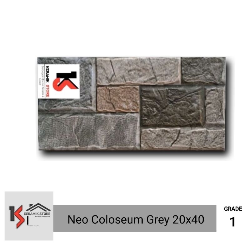 Jual Keramik Dinding 20x40 Neo Coloseum Grey Kw1 | Shopee Indonesia