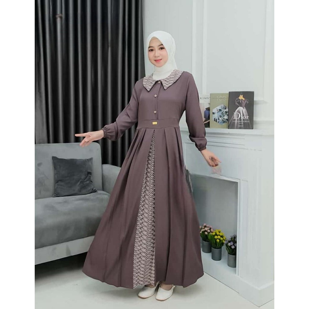 Jual Remma Dress Gamis Terbaru Crinkle Airflow Kombinasi Tile Viral Kekinian 2024 | Shopee Indonesia
