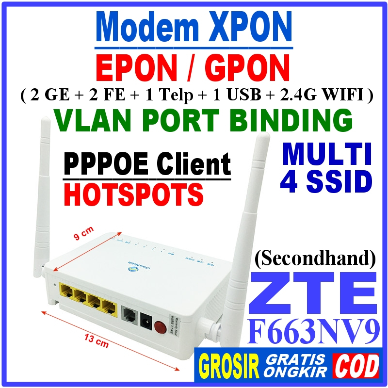 Jual F663NV9 XPON ZTE modem EPON GPON LAN 2GE + 2FE ENGLISH FIRMWARE (SECOND/TIDAK BARU ...
