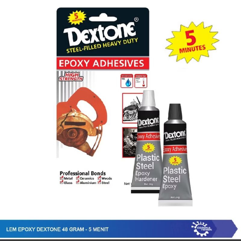 Jual Lem Dextone Epoxy Adhesive 48 grm/5menit (1set ) | Shopee Indonesia