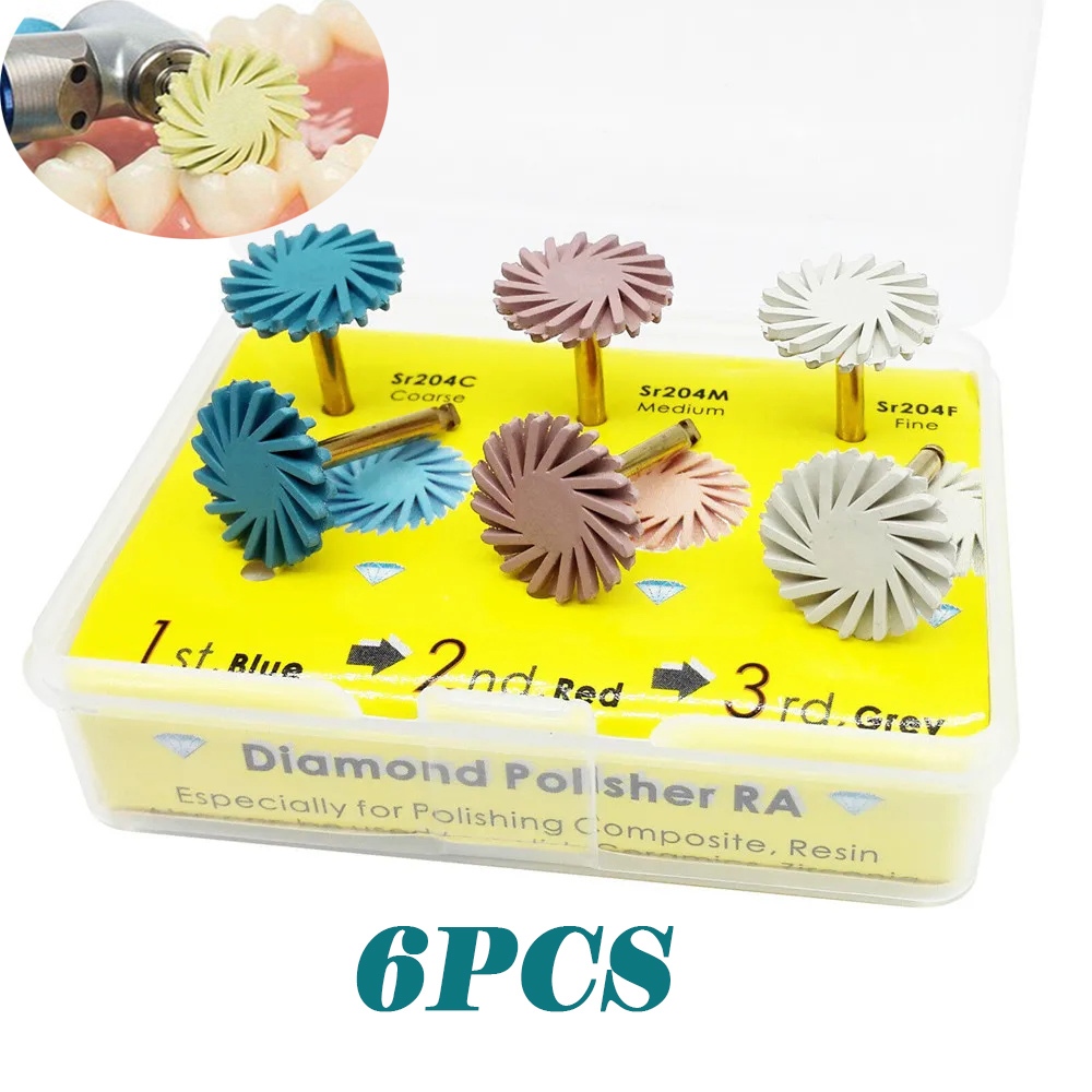 Jual 6pcs dental rubber polisher composite polishing disc bur karet ...