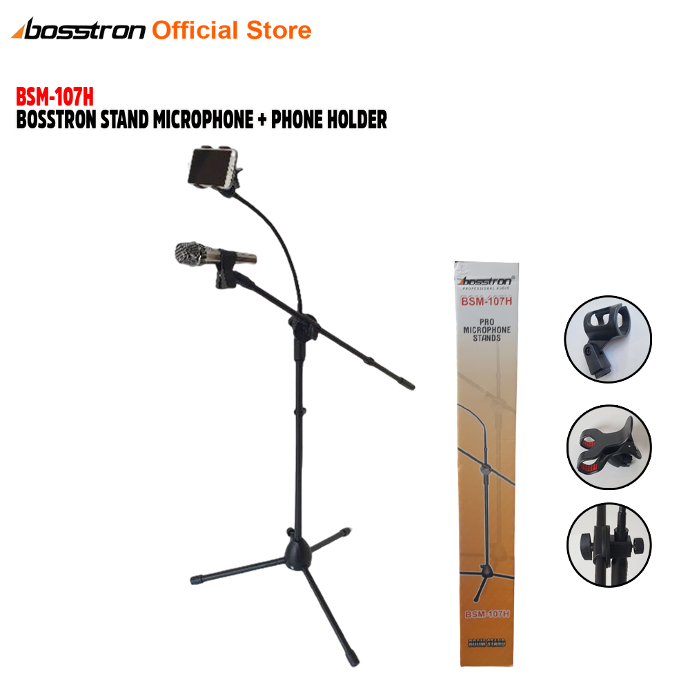 Jual Bosstron Stand Microphone Tiang Mic Holder BSM-107H Tripod ...