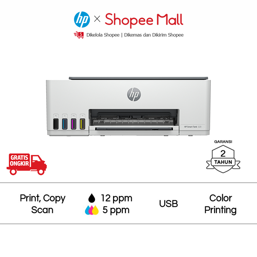 Jual HP Smart Tank 520 All-in-One Printer (1F3W2A) | Shopee Indonesia