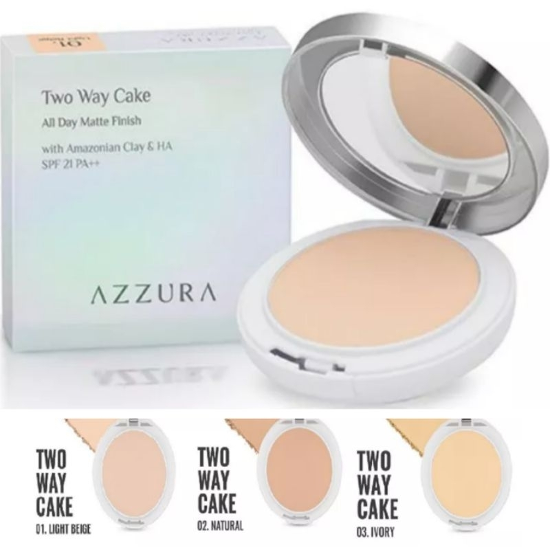 Jual AZZURA TWO WAY CAKE All Day Matte Finish | Shopee Indonesia