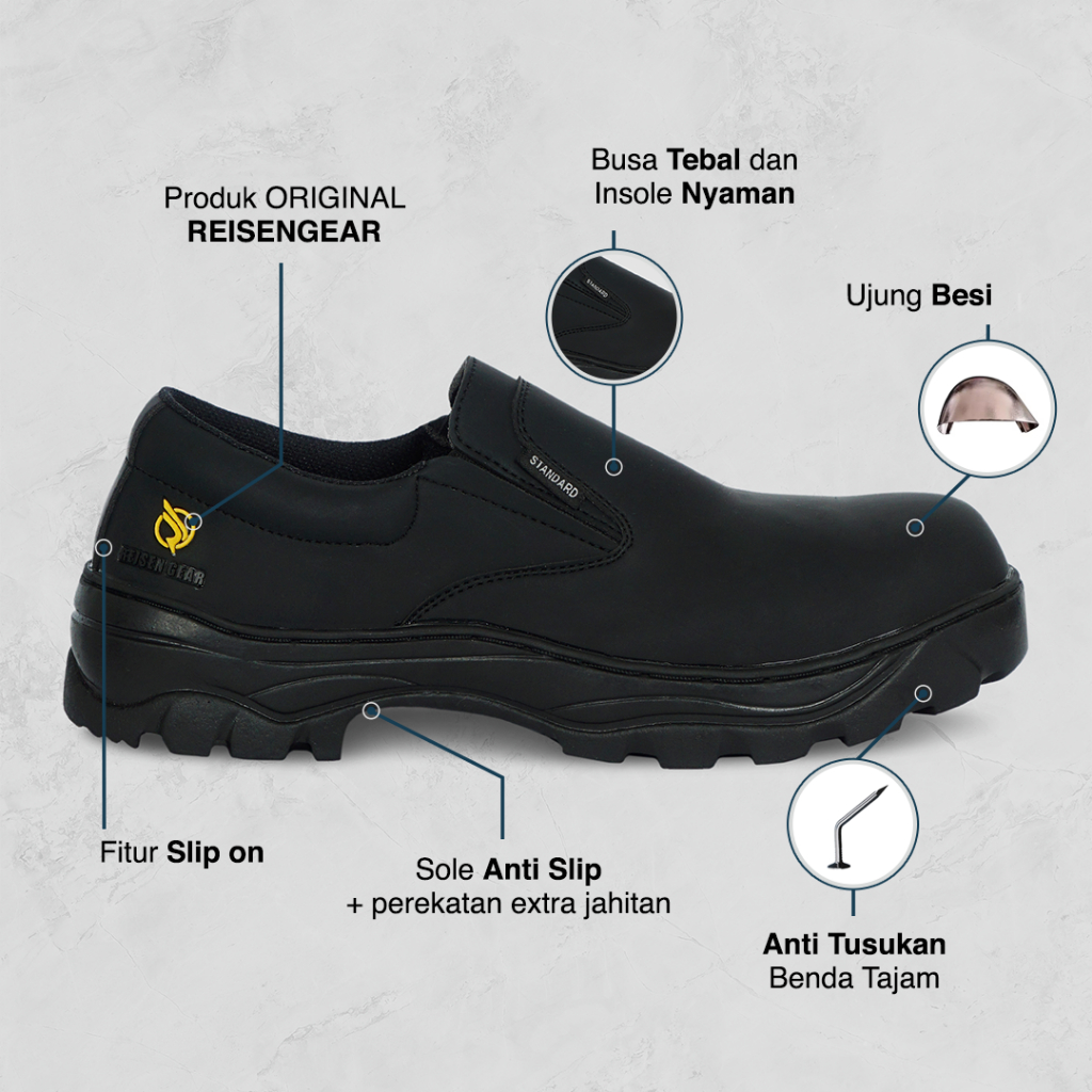 Jual REISEN GEAR - STANDARD SLIP ON | SEPATU SAFETY TANPA TALI MODEL ...
