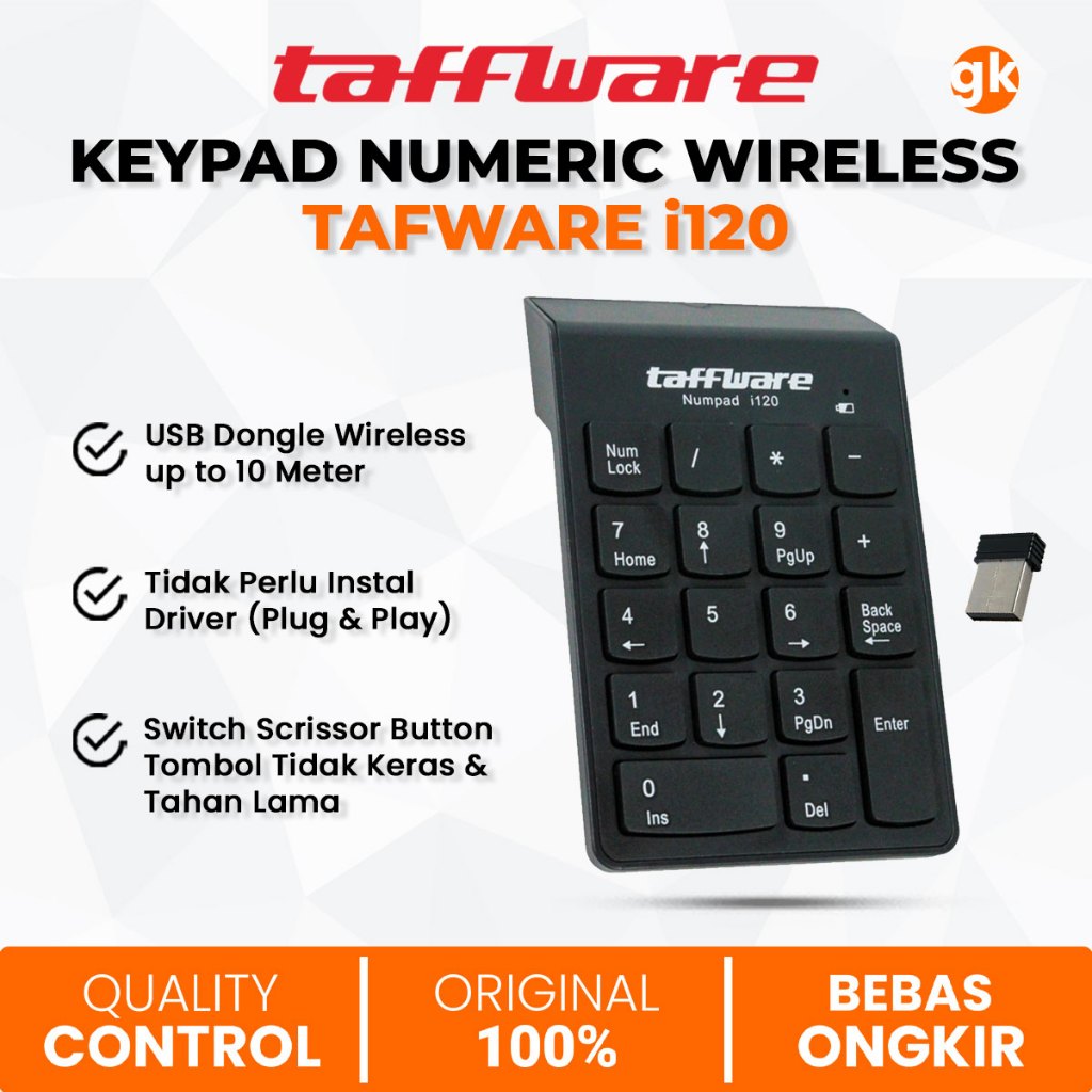 Jual Wireless Keypad Numeric Taffware i120 2.4Ghz Numpad Portable 10 Meter Plug n Play Keyboard ...