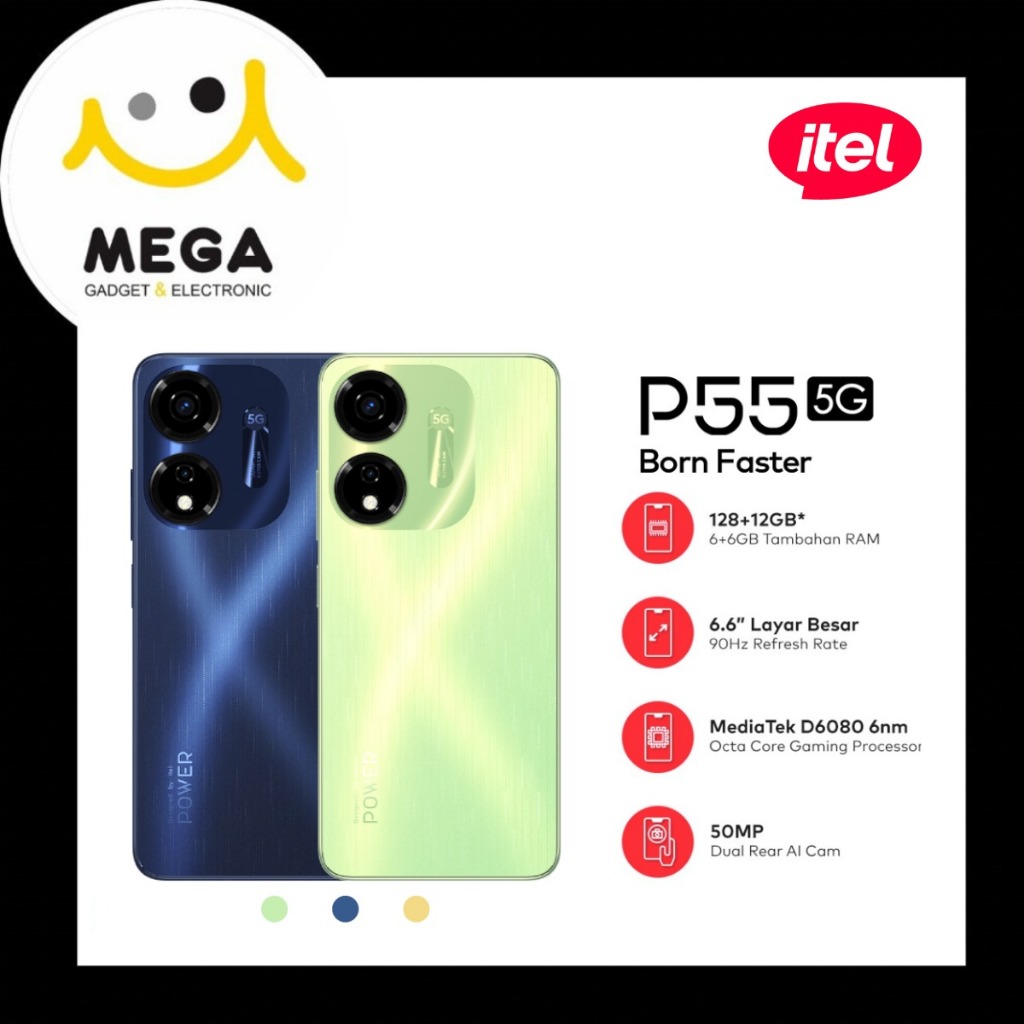 Jual Itel P55 5G 6GB + 128GB Garansi Resmi Itel Indonesia | Shopee ...