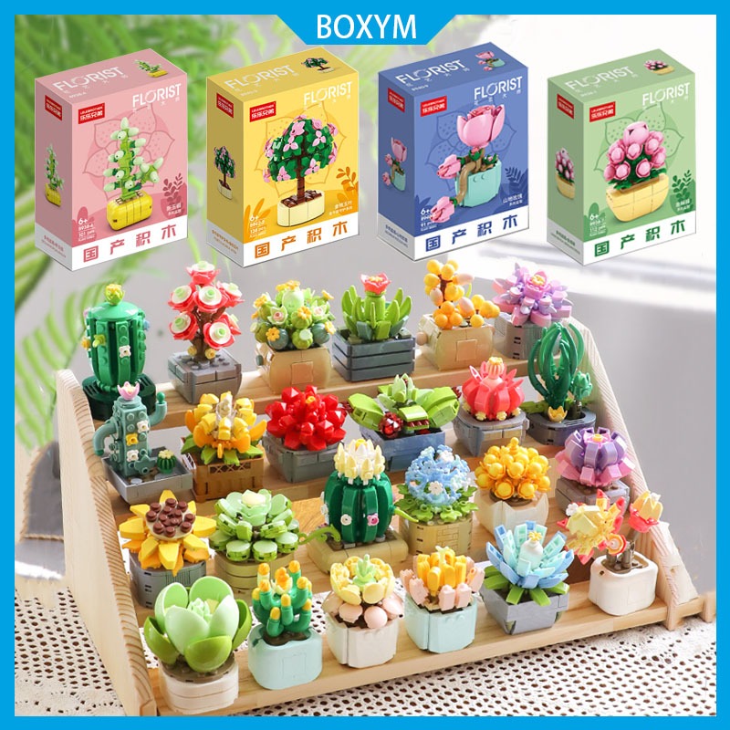 Jual Mainan Blok Mini Sukulen Edukatif DIY Flower Block Pot Tanaman ...