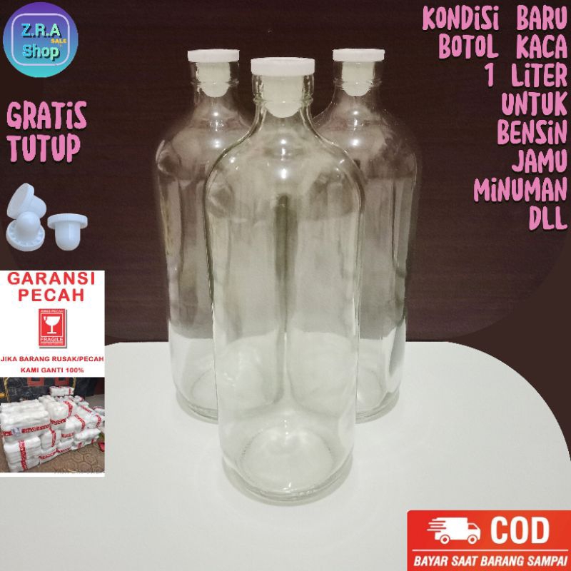 Jual Botol Kaca 1 Liter/Botol Bensin Eceran/Botol Minyak/Botol Jamu ...