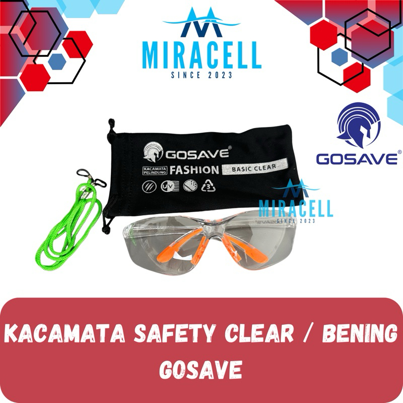 Jual KACAMATA SAFETY CLEAR / BENING GOSAVE | Shopee Indonesia