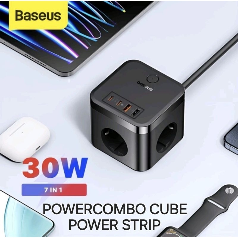 Jual Baseus Colokan PowerCombo Cube Power Strip 3AC+2U+2C 30W | Shopee ...