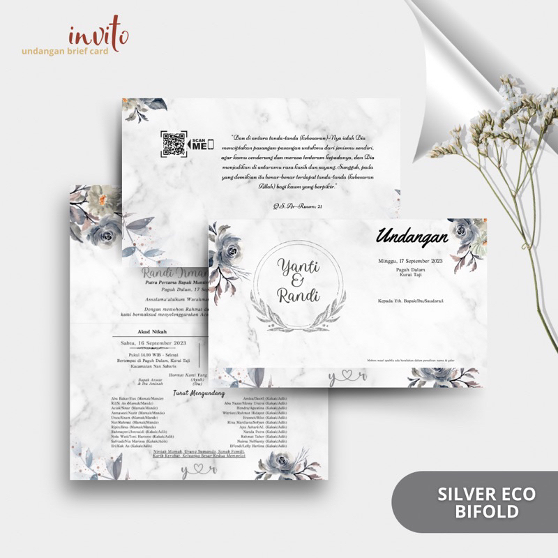 Jual [SILVER ECO BIFOLD] BISA REQUEST DESIGN/WARNA; Undangan Pernikahan ...