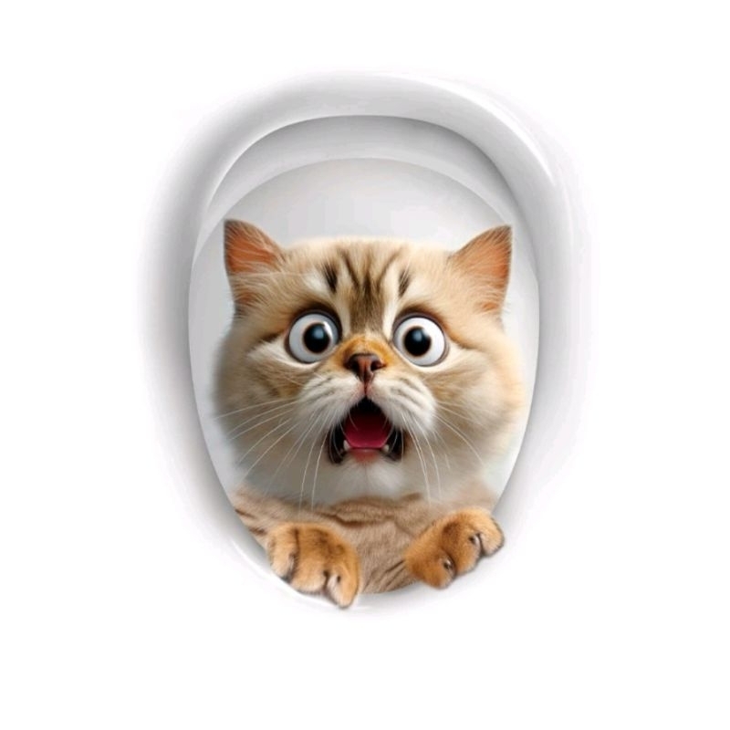 Jual stiker kucing lucu wallpaper closet duduk gambar kucing | Shopee ...