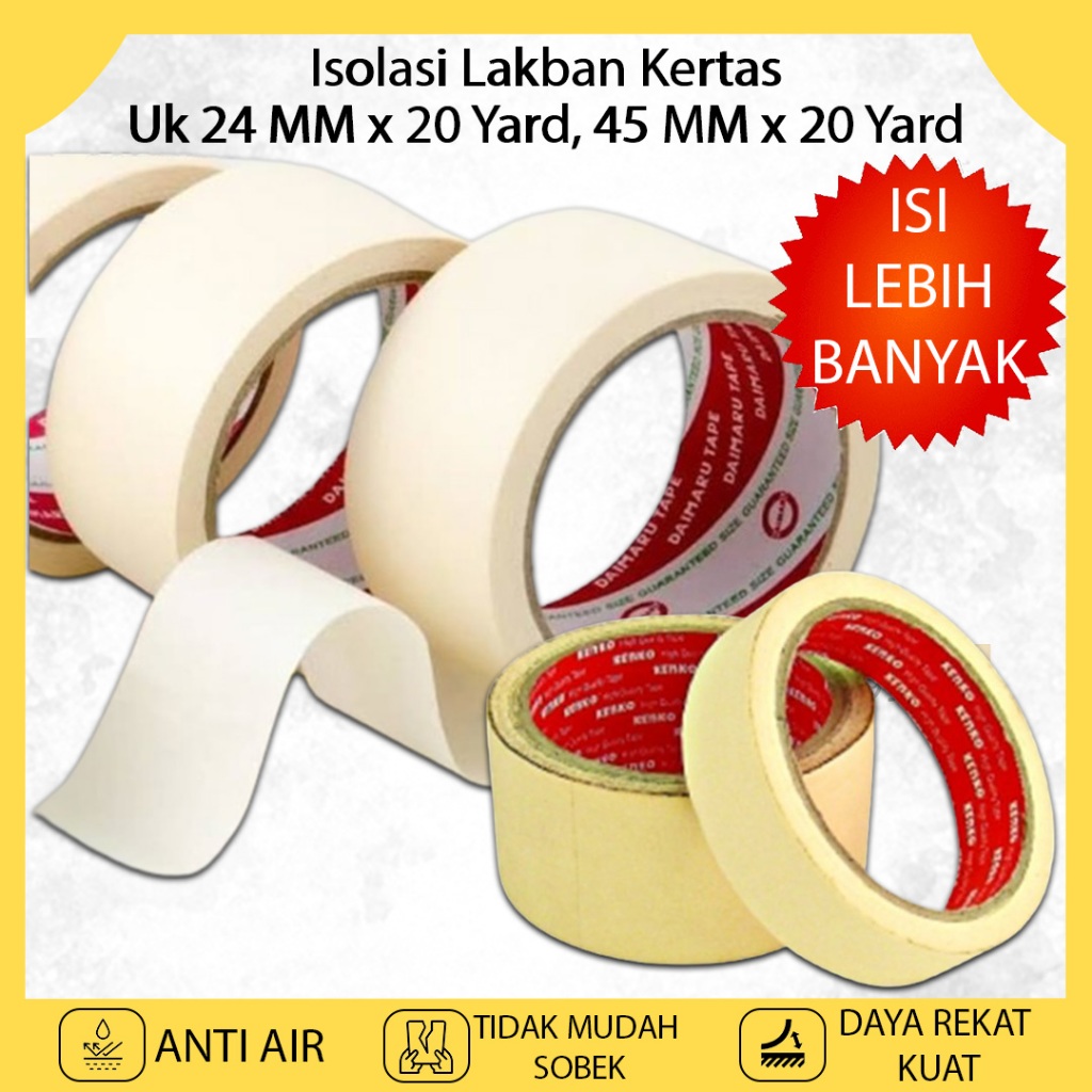 Jual Lakban KERTAS Uk 24mm x 20m 45mm x 20m Isolasi Plester Tape Lem ...