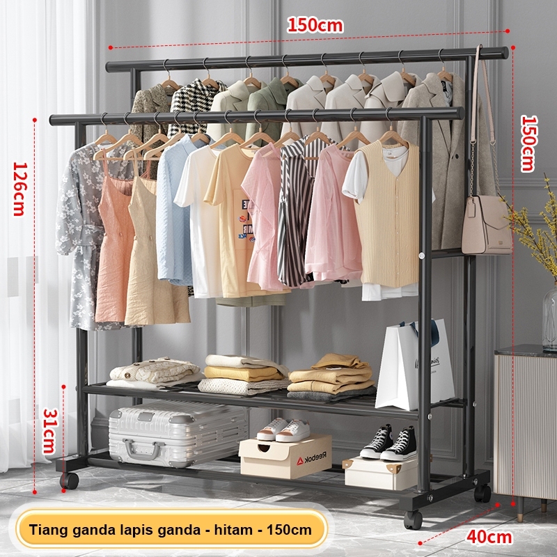 Jual Rak Gantungan Baju Serbaguna Gawang Baju Besi Portable Stand ...