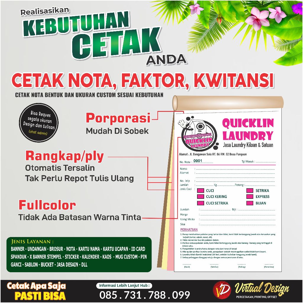 Jual NOTA CUSTOM (free design) SEHARI JADI - 1 RIM | 1PLY, 2 PLY, Nota ...