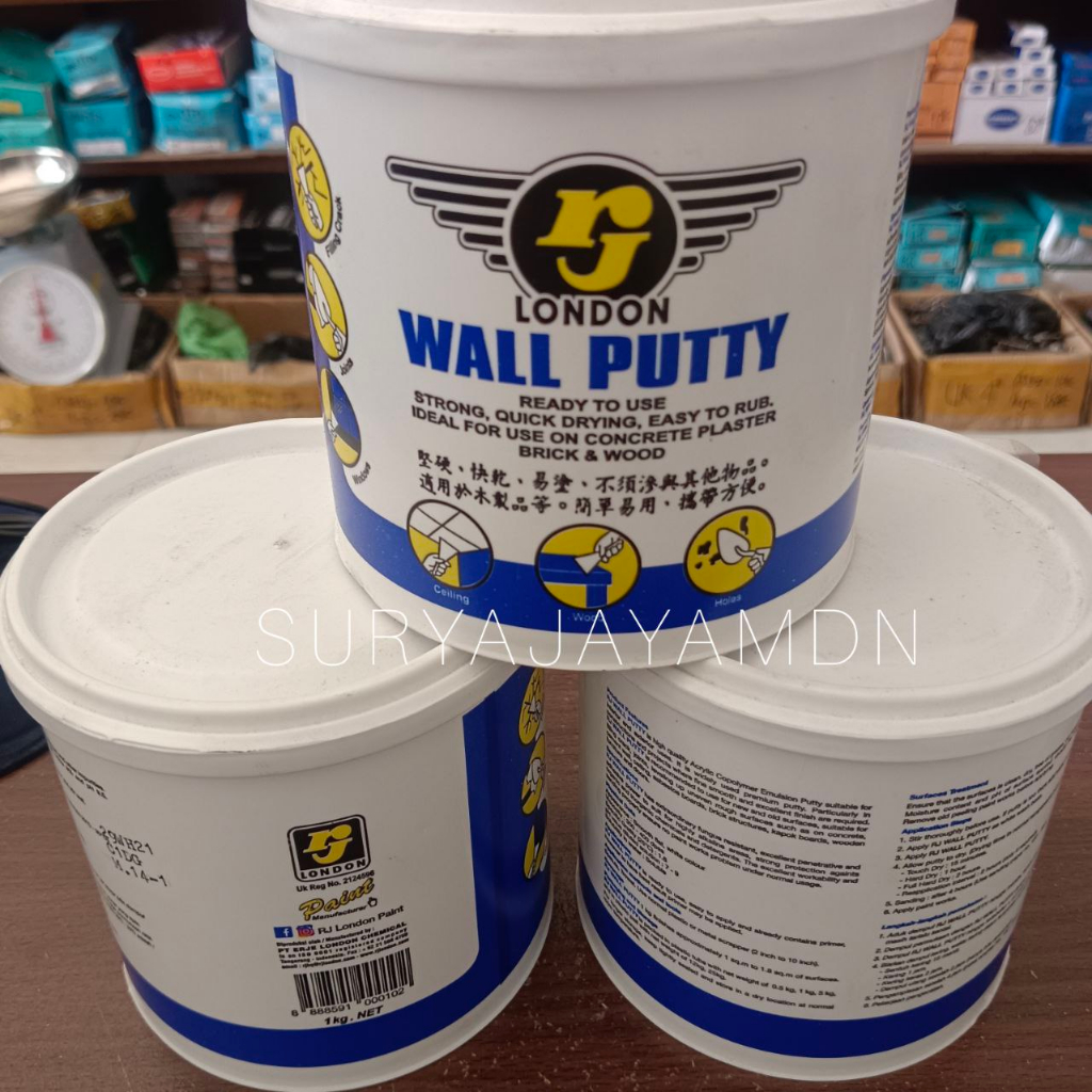 Jual RJ LONDON DEMPUL DINDING TEMBOK KAYU 1 KG / WALL PUTTY DEMPUL ...