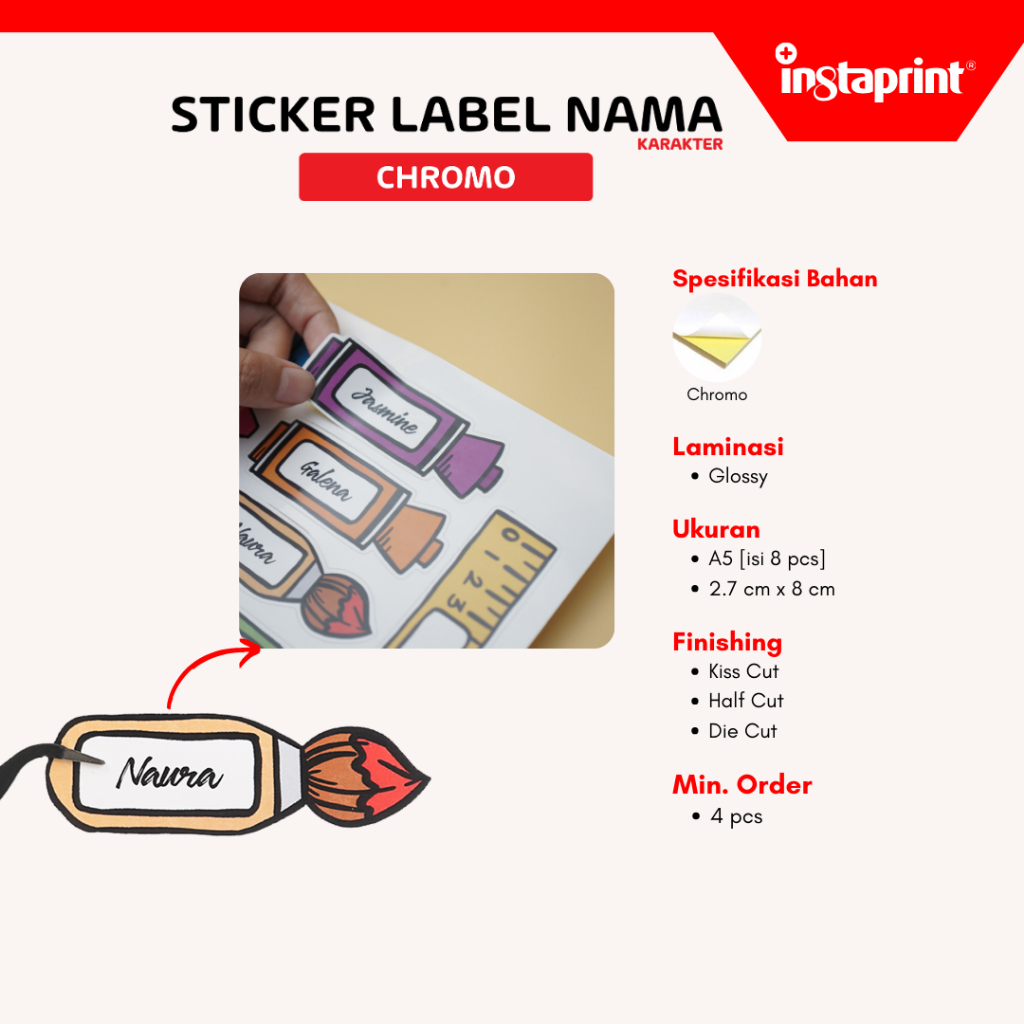 Jual Cetak Sticker Label Nama A5 / Sticker nama Estetik / Sticker lucu ...