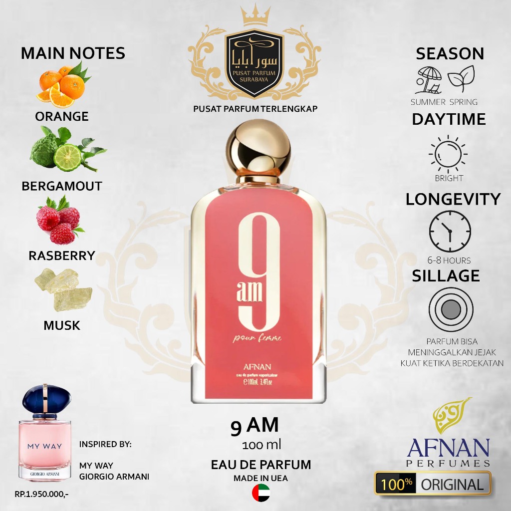 Jual 9AM Pour femme by Afnan Perfumes Premium Parfum Pria/Wanita/Unisex ...