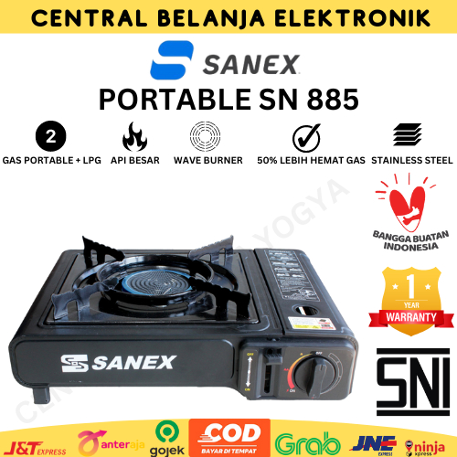 Jual SANEX KOMPOR PORTABLE SN 885 BURNER BARA 883 BURNER STAINLES 2 IN 1 ( TABUNG GAS PORTABLE ...