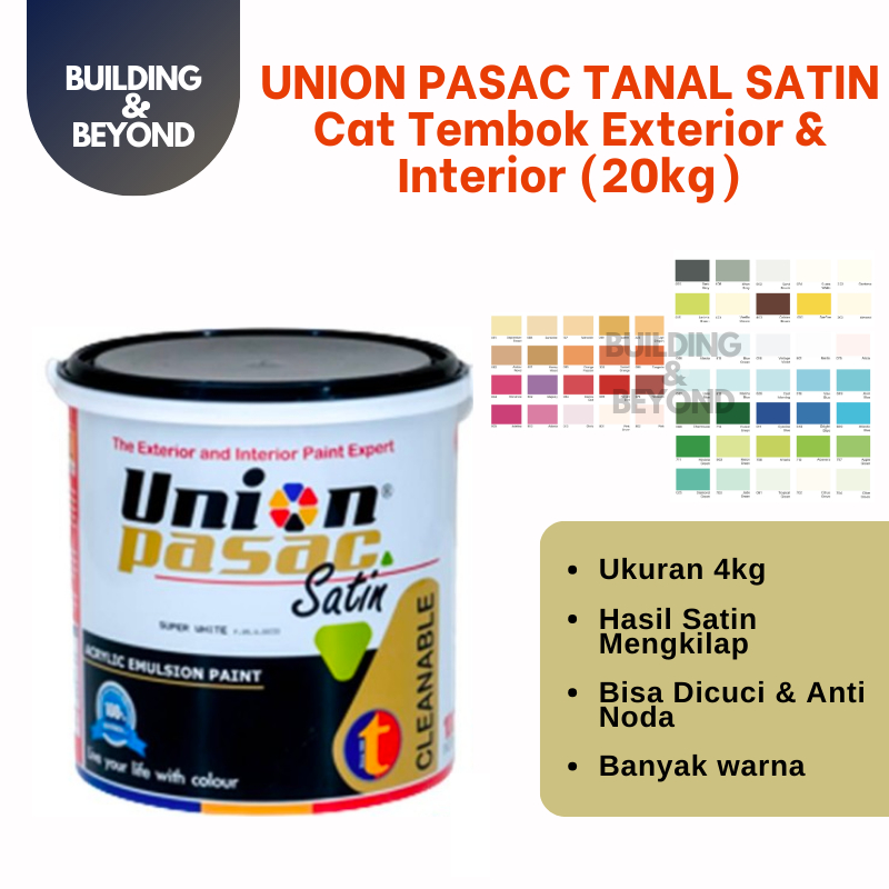 Jual CAT TEMBOK BISA DICUCI EXTERIOR INTERIOR UNION PASAC TANAL SATIN ...